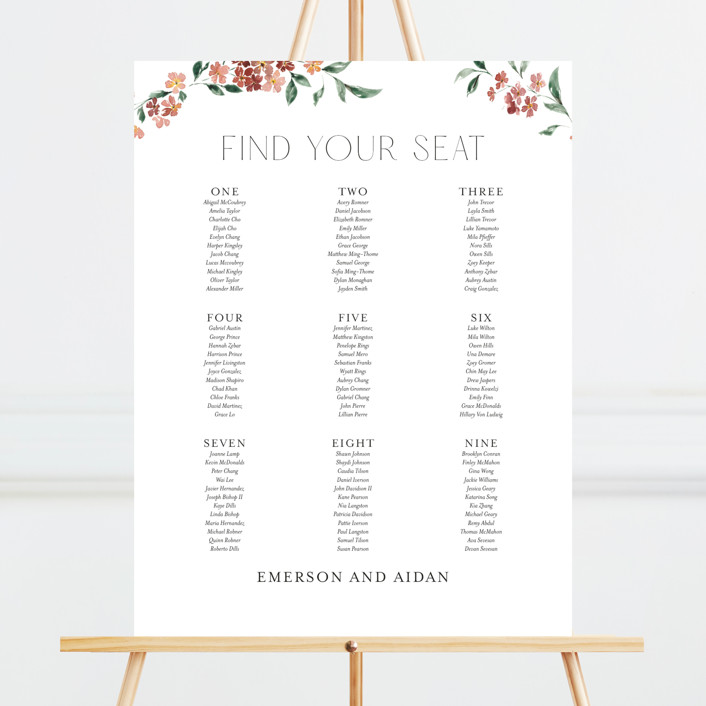 Sweeping Vine Custom Seating Chart by Itsy Belle Studio | Minted
