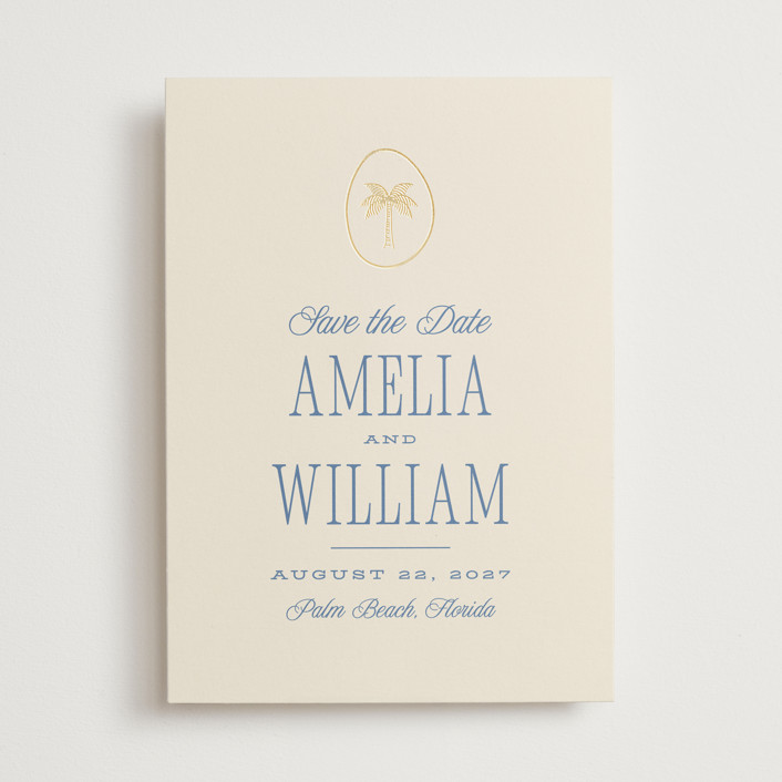 Madeira Foil-Pressed Save The Date Cards by Robert and Stella | Minted