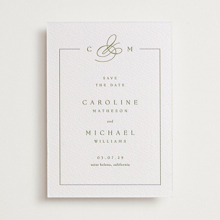 Framed Monogram Letterpress Save the Date Cards by Kelly Schmidt | Minted