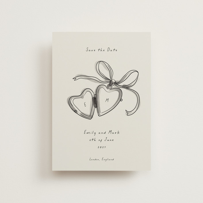 Heart Shaped Locket Save The Date Postcards by Ani Somi | Minted
