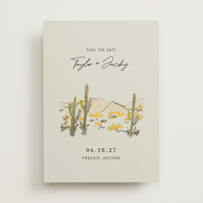 desert crayon drawing Save The Date Cards by Cass Loh | Minted