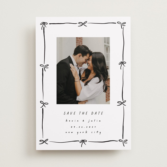Preppy Bow Border Save The Date Cards by Susan Zinader | Minted