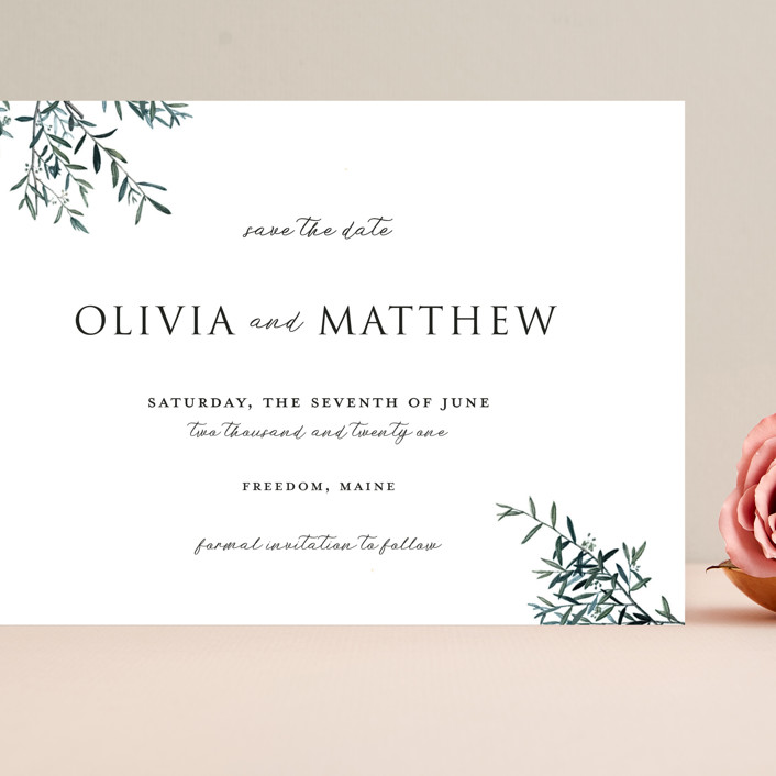 Fresh Sage Grand Save The Date Cards by Christie Kelly | Minted