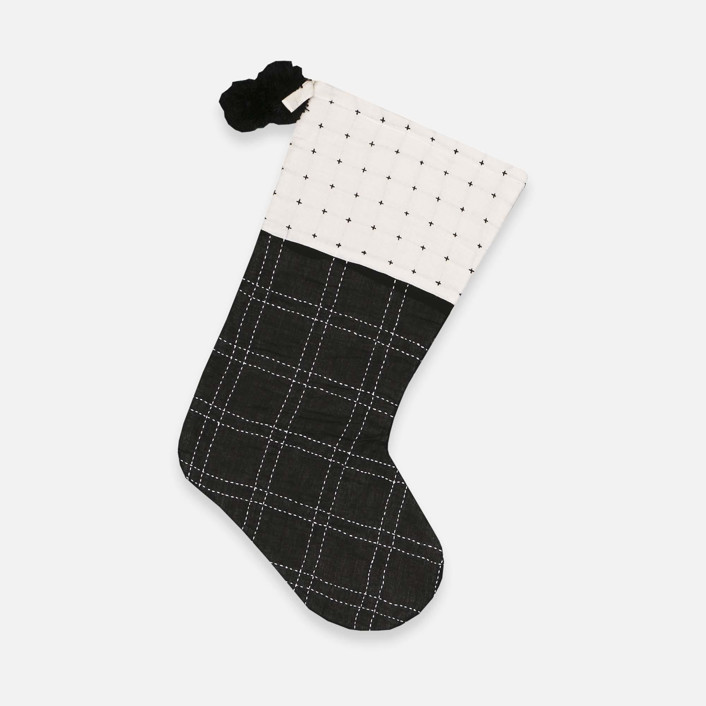 Embroidered Monochromatic Holiday Stocking - Charcoal Stockings by ...