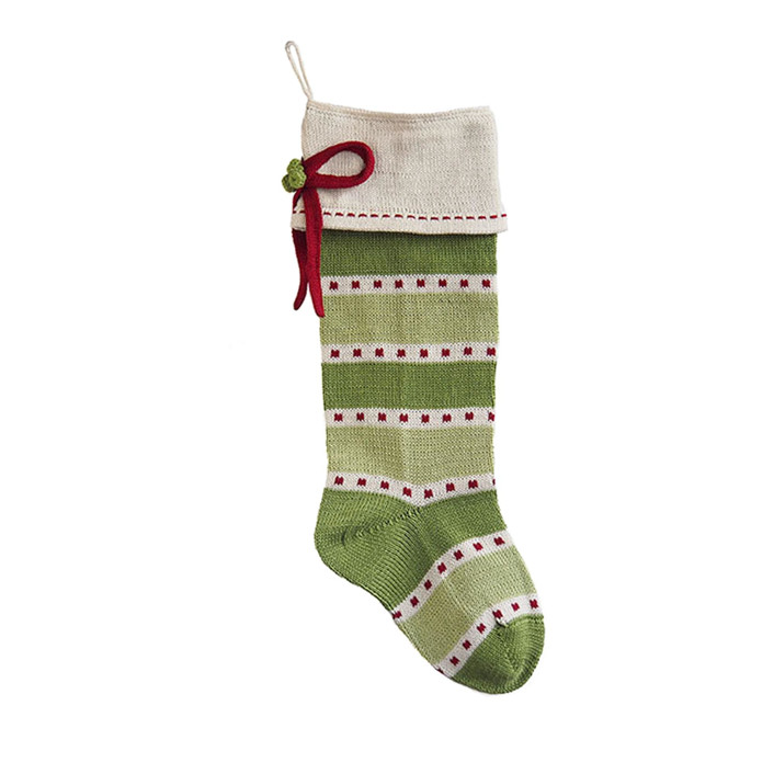 Green Stripe Stocking With Bow Stockings by Melange Collection | Minted