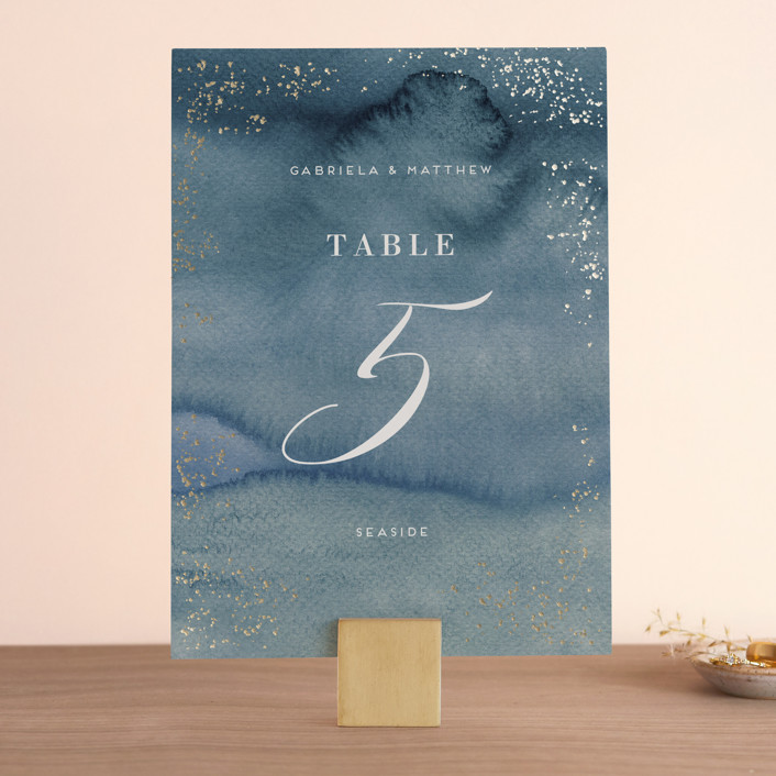 Abstract seaside Foil-Pressed Table Numbers by Alexandra Dzh | Minted
