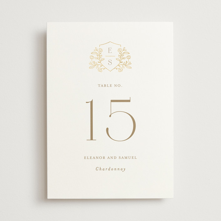 Gold Crest Foil-Pressed Table Numbers by Mansi Verma | Minted