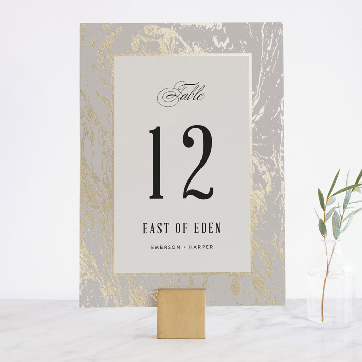 Modern Marble Foil-Pressed Table Numbers by Kelly Schmidt | Minted