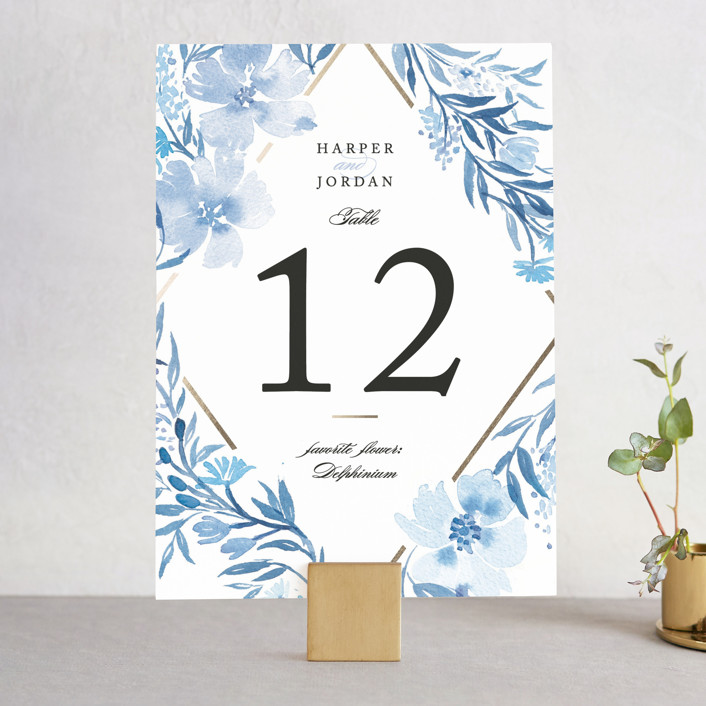 Poetic Blue Table Numbers by Qing Ji | Minted