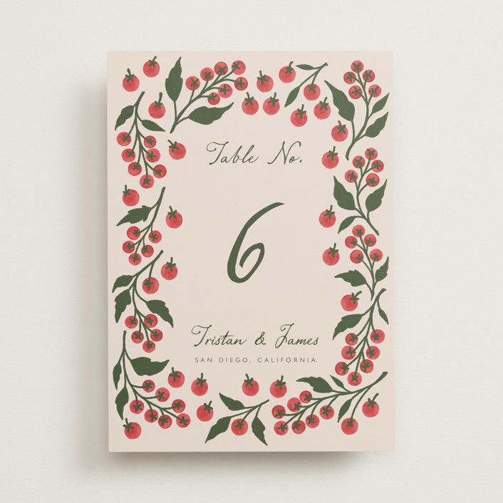 Cherry Tomatoes Table Numbers by Katharine Watson | Minted