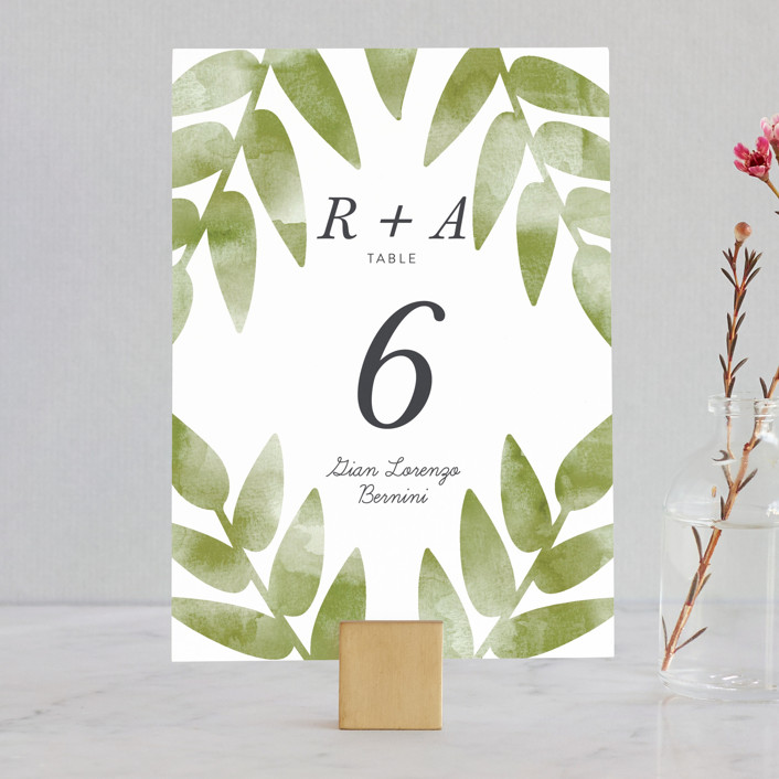 Watercolor Leaf Table Numbers by Hanna M | Minted