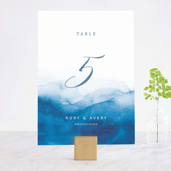 Watercolor waves Table Numbers by Yuliya Evseeva | Minted