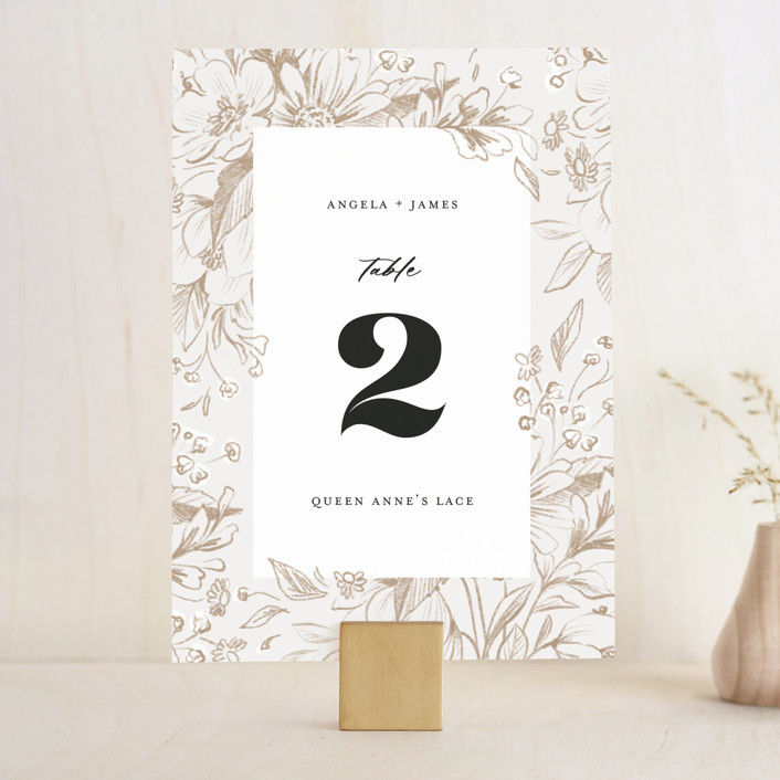 Sketched Flora Table Numbers by Paper Raven Co. | Minted