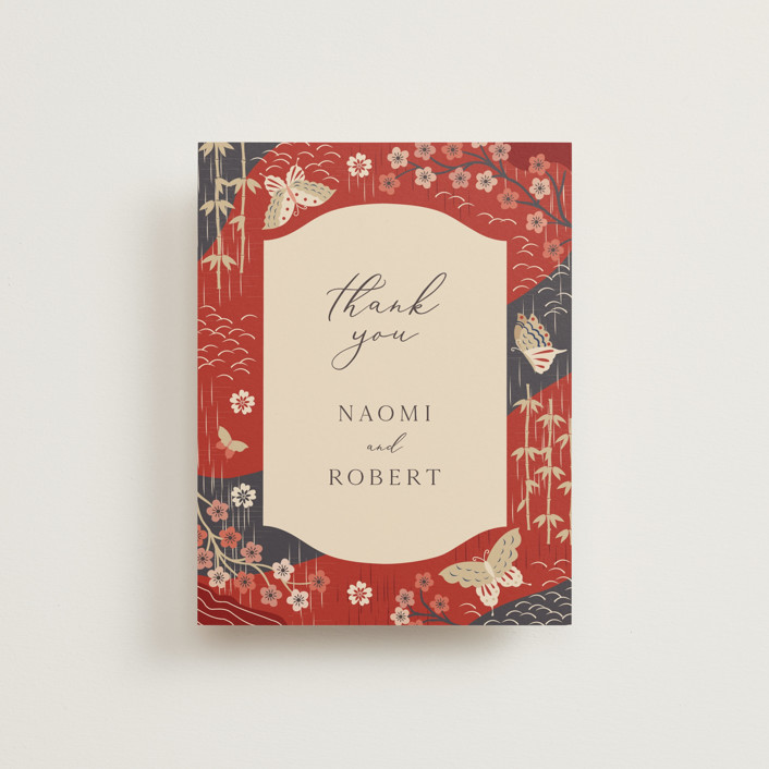 Japanese Textile Wedding Thank You Postcards by Jennifer Holbrook | Minted