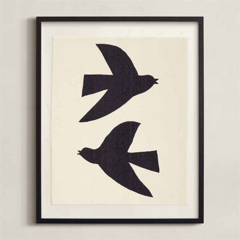 Birds Block Print Textile Art by Alexandra Dzh | Minted
