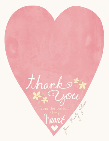 From the Bottom of My Heart Folded Thank You Card by Shannon Chen | Minted