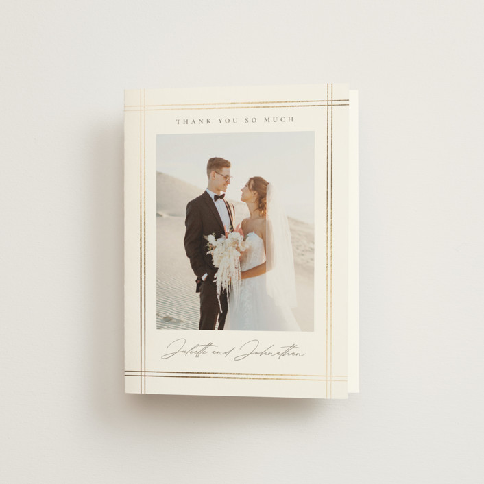 Classic Line Frame Foil-Pressed Folded Wedding Thank You Cards by ...