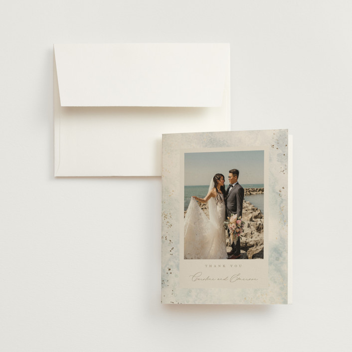 Sea foam Foil-Pressed Folded Wedding Thank You Cards by Creo Study | Minted