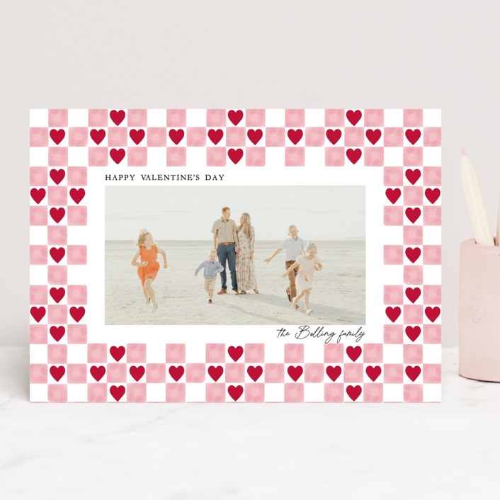 checker heart frame Valentine's Day Cards by Baumbirdy | Minted