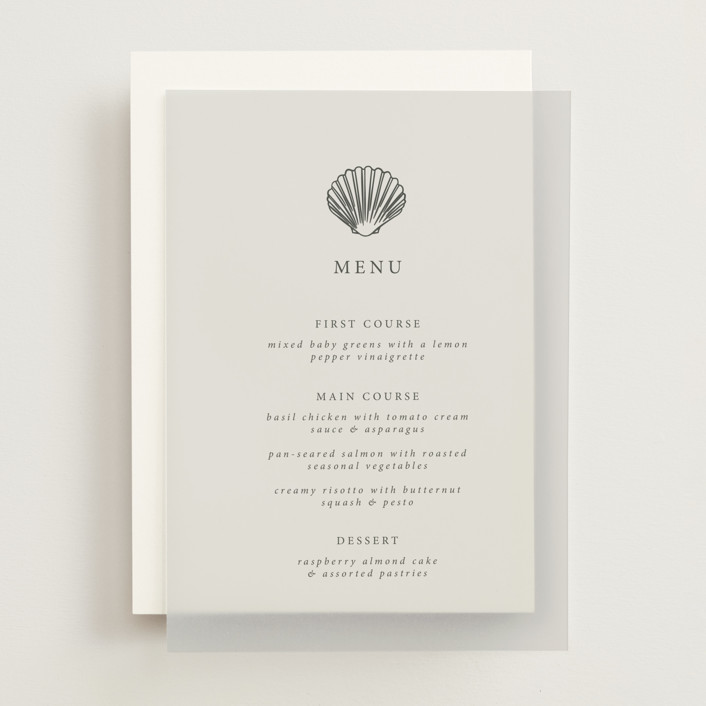 Simple Seashell Vellum Menus by Hannah Bowman | Minted