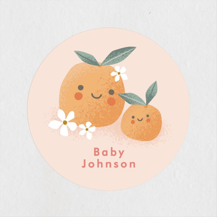little cutie oranges Baby Shower Stickers by Karidy Walker | Minted