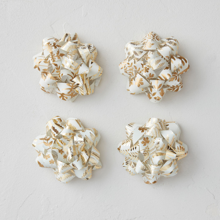gold ferns Wrapping Paper Bow, Pack of 4 by Mercedes | Minted