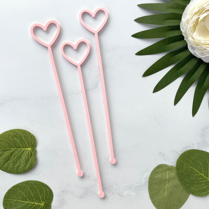 Heart Stir Sticks - Light Pink (Set of 25) Stir Sticks by Atomic ...