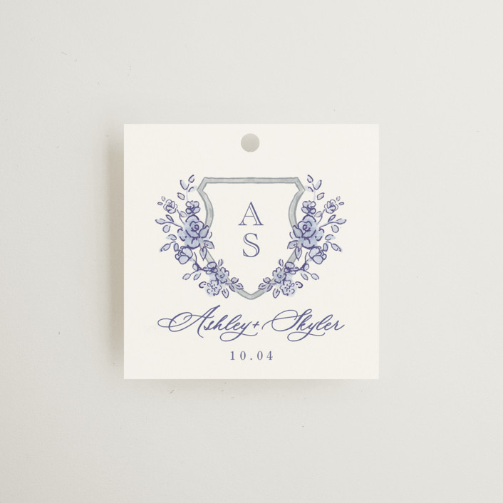 watercolor flowers crest Wedding Favor Tags by Cass Loh | Minted