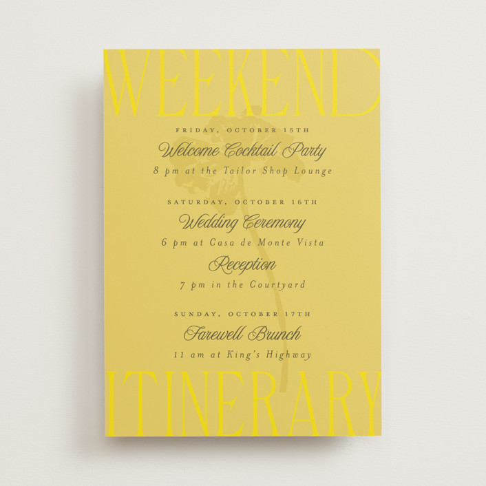 Bloom Wedding Weekend Itinerary Cards by Morgan Kendall | Minted