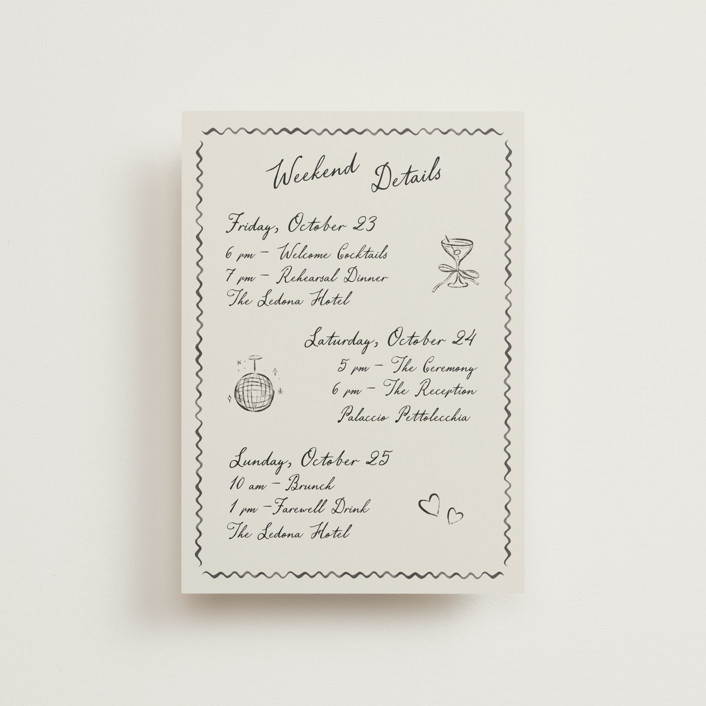 Puglia Petite Wedding Weekend Itinerary Cards by Pati Cascino | Minted