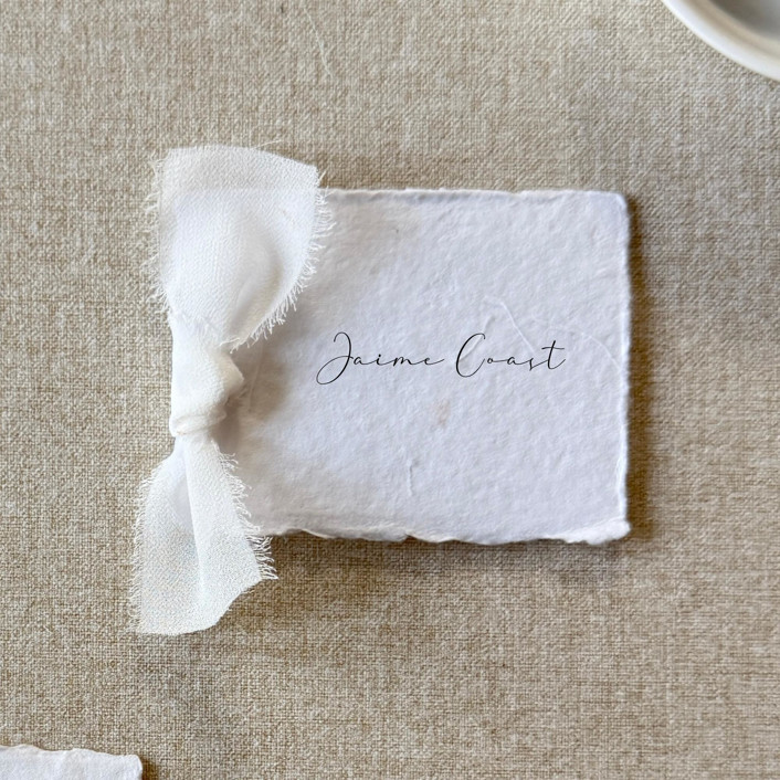 Handmade Paper Tag with White Ribbon | Set of 10 | Custom Text Favor ...