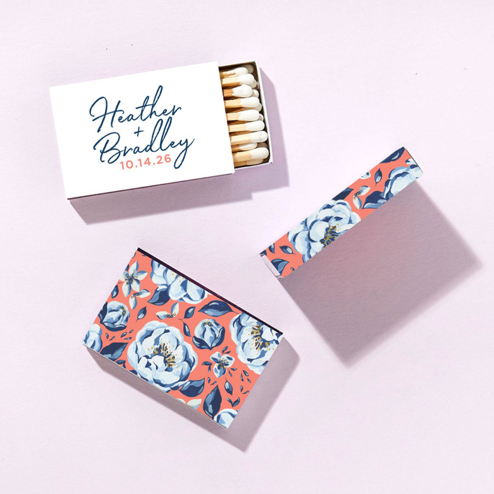 Personalized Painted Floral Script Names Matchboxes, set of 100 ...