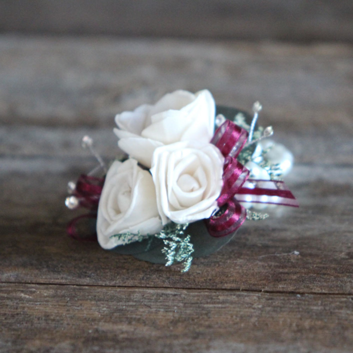 Camellia & Mini Rose Faux Pearl Wristlet Corsage with Rhinestones ...