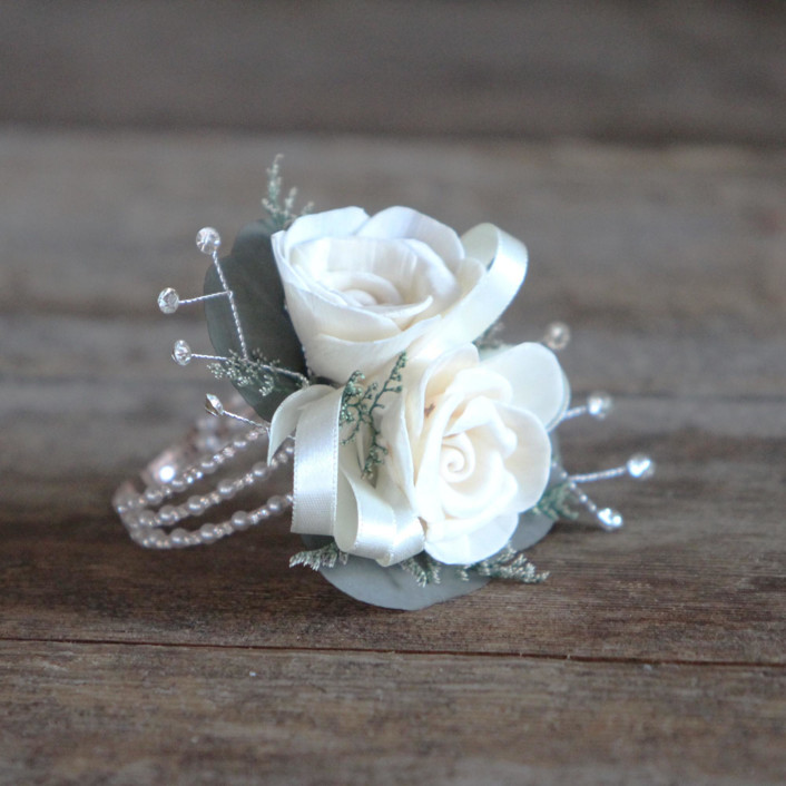 Maria Rose Rhinestone & Pearl Cuff Corsage with added Rhinestones ...