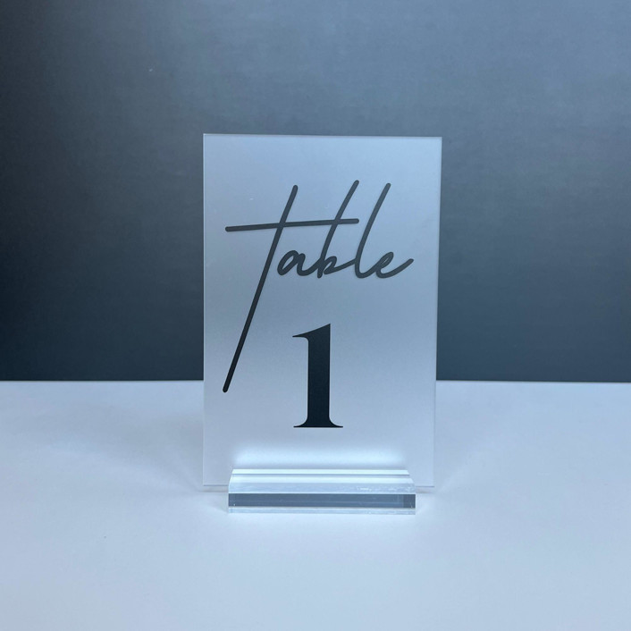 Frosted Acrylic Table Number, Black Lettering And Clear Acrylic Base ...