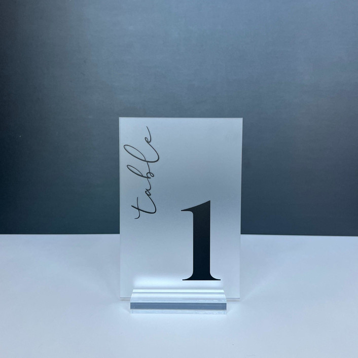 Frosted Acrylic Table Number, Black Lettering And Clear Acrylic Base ...