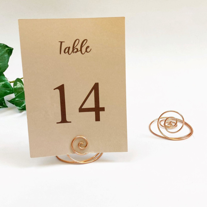 Rose Gold Wire Spiral Table Number Card Holder, Set of 5 Place Card ...