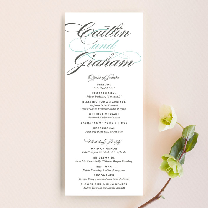 Cordial Flourish Wedding Programs by Olivia Raufman | Minted