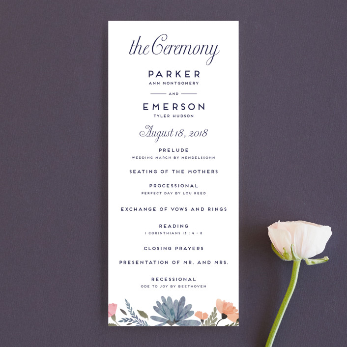 Romantic Watercolor Flora Wedding Programs by Petra Kern | Minted