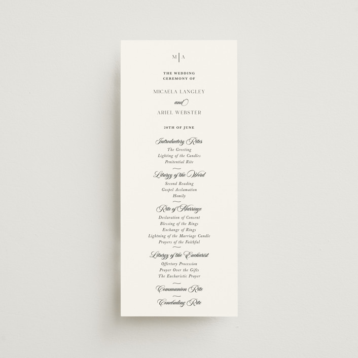 Classic & Timeless Wedding Programs by Lucrecia Caporale | Minted