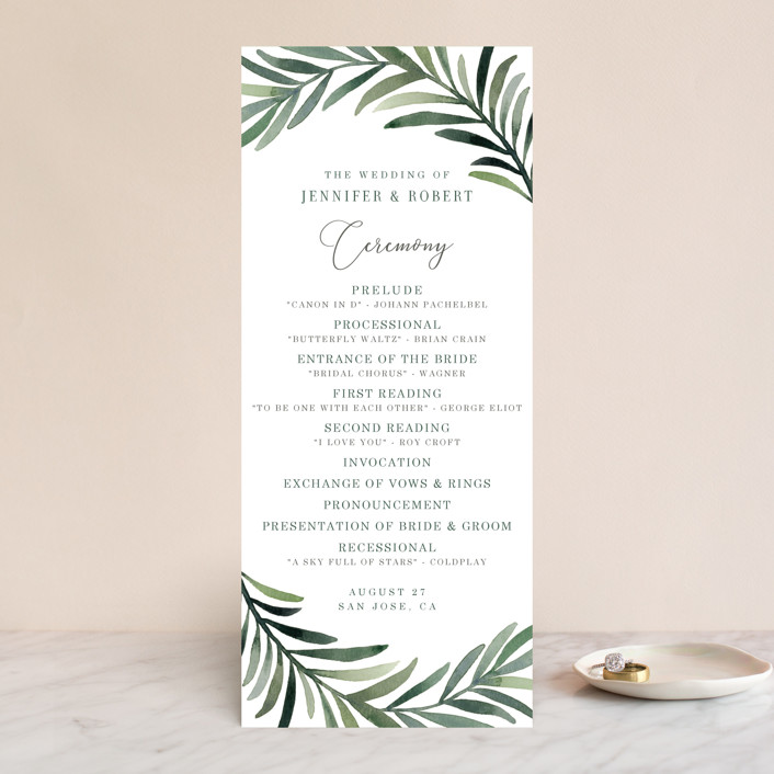 Green leaf frame Wedding Programs by Yaling Hou Suzuki | Minted