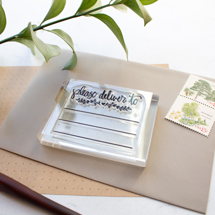 Please Deliver To Laurel Clear Stamp Rubber Stamps by Paper Sushi | Minted