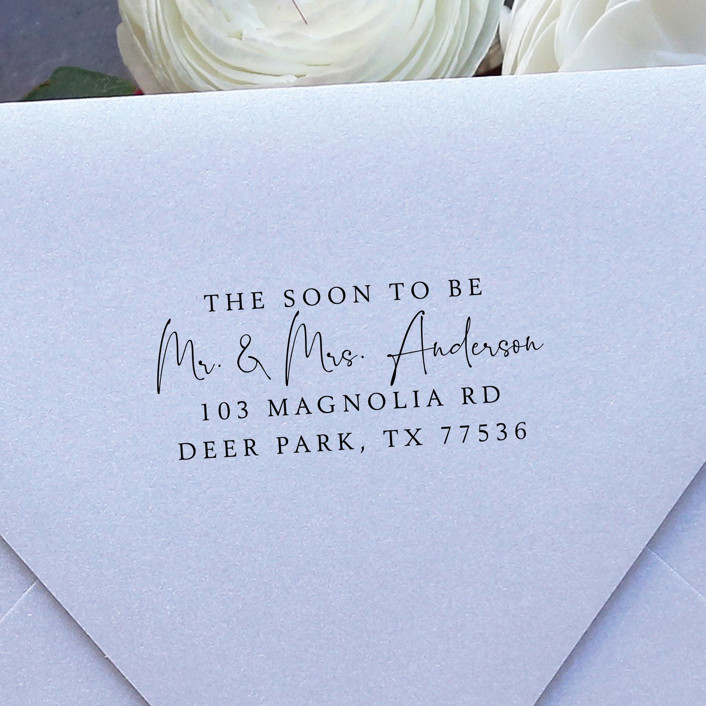 Custom Name Engagement Address Stamp | Self Inking Return Address Stamp ...