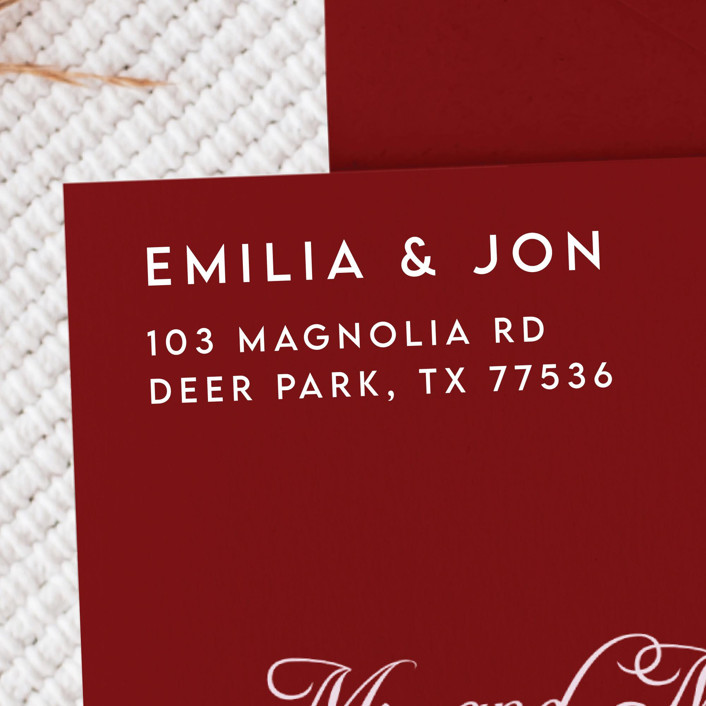 White Ink Modern Couple Address Stamp Left-Aligned | Wooden Stamp Set ...