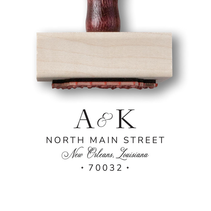 Custom Wedding Monogram Return Address Stamp | Wooden Rubber Stamp ...