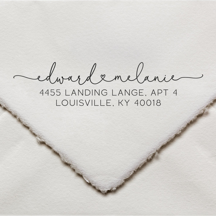 Custom Address Stamp with first names linked with a heart | Self Inking ...