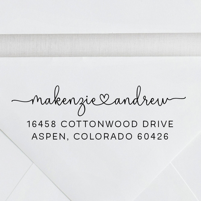 Custom Address Stamp with first names linked with a heart | Self Inking ...