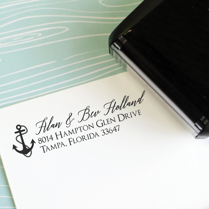 Nautical Custom Address Stamp with anchor detail| Self Inking Address ...