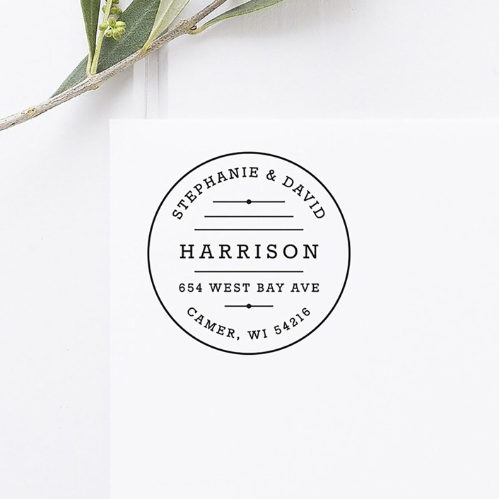 Retro Return Address Stamp, Round Self Inking Address Stamps by Port of ...