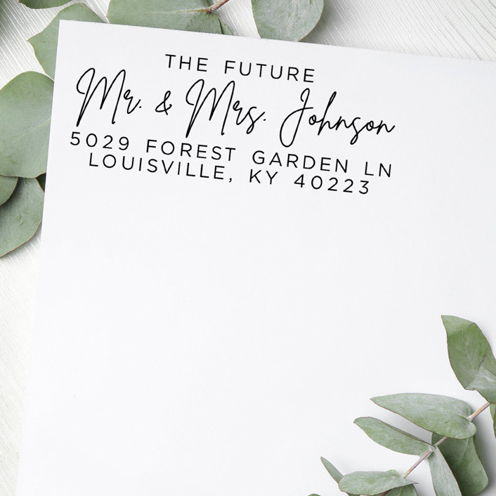 Custom Future Modern Script Address Stamp | Self-Inking | Black Ink ...